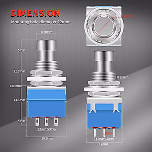DaierTek 14pcs Guitar Effect Pedal 3PDT Footswitch 9 Pin Latching Stomp Push Button Foot Switch True Bypass Solder Lugs