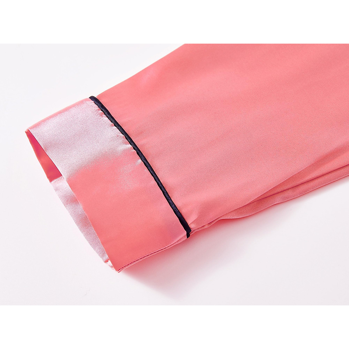 Beezizac Little & Big Girls Pajama Set Size 8 - Coral Satin Silky Cute Fall Winter Long Outfit