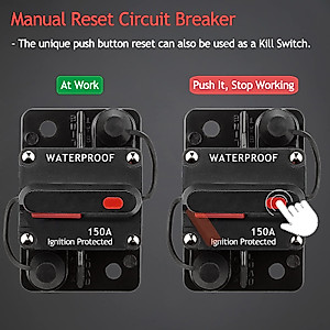 Hamolar 3 Pack Car Audio 150 Amp Resettable Fuse Circuit Breaker Car Protect for Audio System Fuse 12-48V DC for Car Audio Amps Overload Protection Fuse