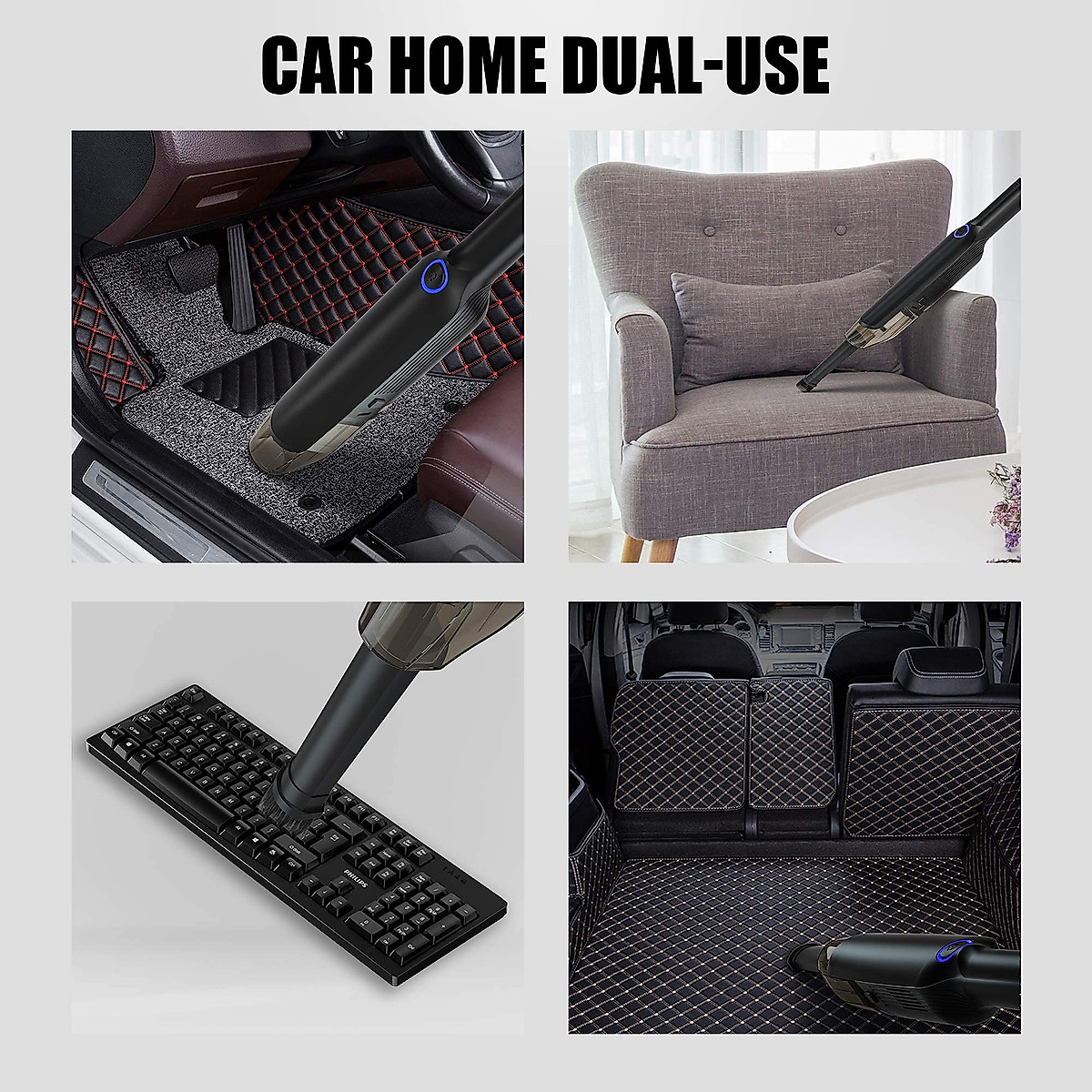 Covoi Cordless Handheld Car Vacuum Cleaner 8000PA High Power Strong Suction Rechargeable Washable Handheld Vacuum Cleaners for Home/Car/Office/Pet Hair/Carpet Cleaning