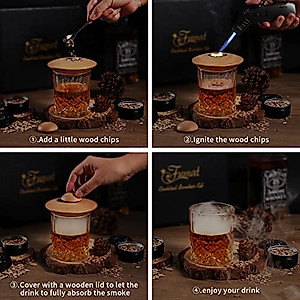 FUMAT Cocktail Smoker Kit with Torch,Smoked Old Fashioned Bourbon Whiskey Smoker Kit+PU Box,6 Flavors Wood Chips,Drink Smoker Infuser Kit, Brithday Whiskey Gifts for Men Dad