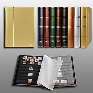 Prophila Metallic Edition Stamp Album (New) 60 Black Sides, Padded Gold Cover