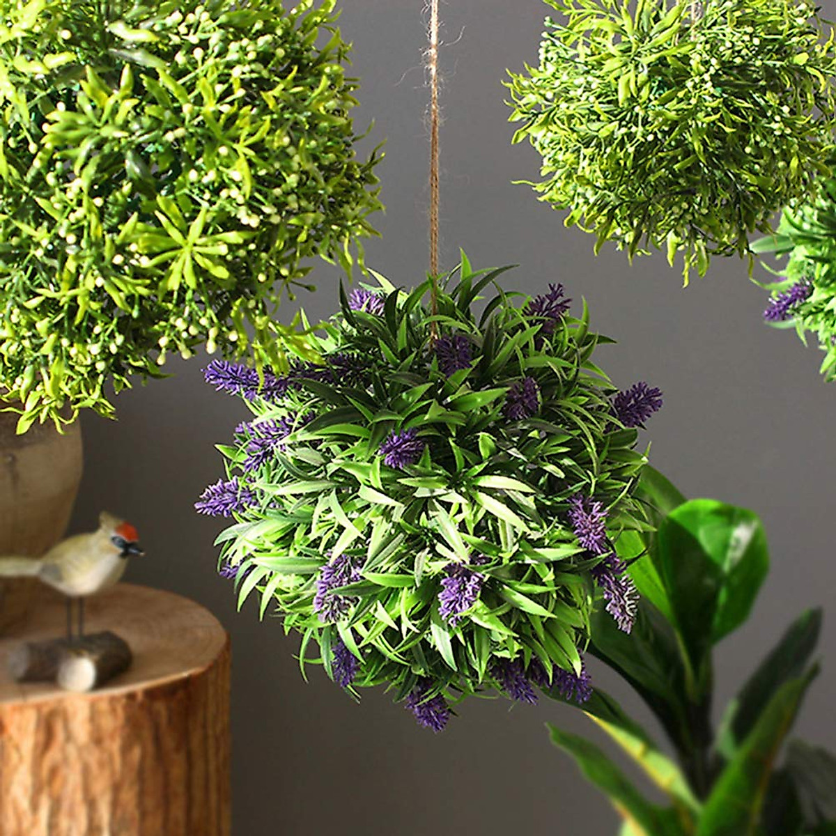 Cabilock 4pcs Simulated Lavender Hanging Ball Eucalyptus Topiary Green Topiary Balls Decor Farmhouse Hanging Ball Coffee Table Decor Hanging Lavender Ball Decorative Ball Balloon