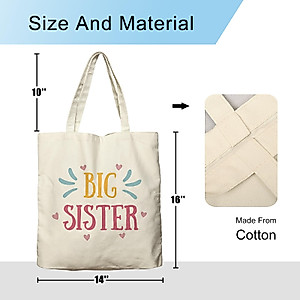Dlzdn Big Sister Canvas Tote Bag For Women Aesthetic Cute Big Sister Tote Bag Shopping Grocery Bag Beach Bag Gifts for Women Teacher Bag Reusable Grocery Bag