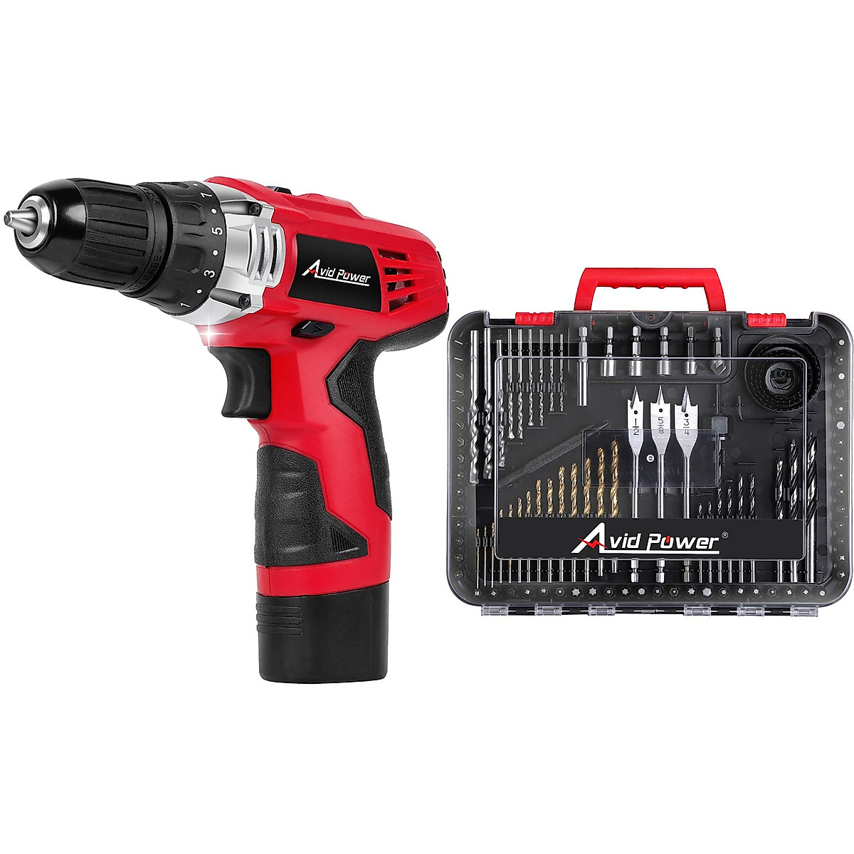 AVID POWER 12V Cordless Drill Set Bundle with 100PCS Drill Bits for Metal, Wood, Masonry