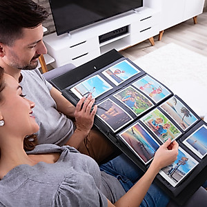 RECUTMS Photo Album 4x6 600 Photos Black Pages Large Capacity Leather Cover Wedding Family Photo Albums Holds 600 Horizontal and Vertical Photos (Black)