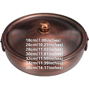 Chafing Dishes Retro Copper Hot Pot, Old Style Clear Soup Pot Thickened Flat Bottom Copper Pot Home Commercial Thickened Copper Hot Pot For Induction Cooker (Color : Brass, Size : 18cn)