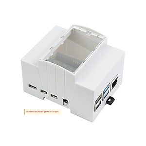 DIN Rail Case for Raspberry Pi 4, DIN Rail Mount Support, ABS Material, Clear Top Window, Large Inner Space Allows Accommodating an Extra Add-on Such as PoE HAT (D), RS485 CAN HAT etc. Easy to Use