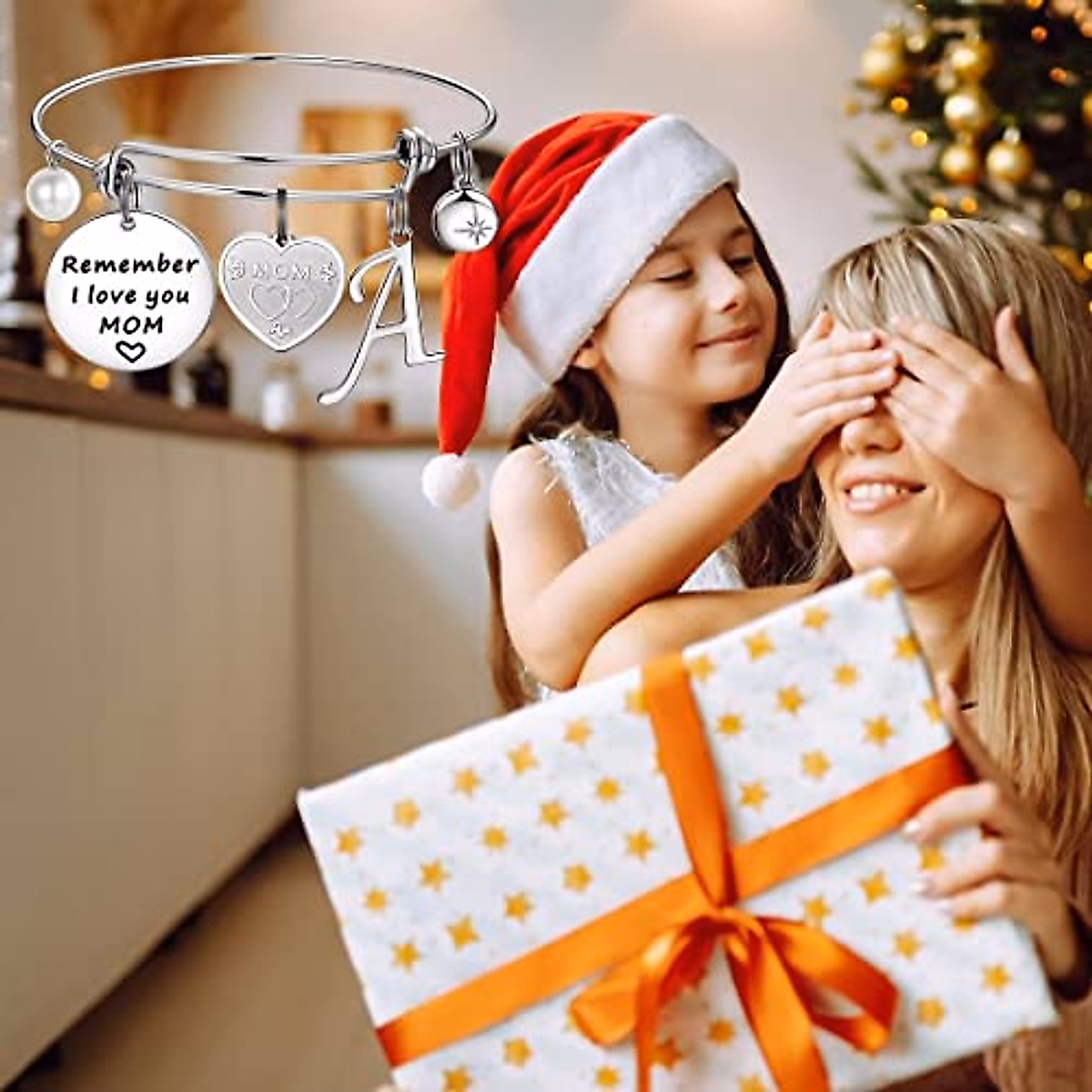 Ursteel Gifts for Mom, Letter C Initial Bracelets Mom Birthday Gifts from Daughters Best Mom Gifts Remember I Love You MOM Charm Bracelets Mothers Day for Mom Birthday Gifts for Mom