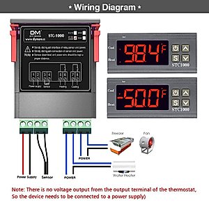 diymore All-Purpose Digital Temperature Controller Thermostat Fahrenheit Thermostat with Sensor (110-220V) ITC-1000F for Refrigerator Fermenter, Heate Blanket Temperature Controller