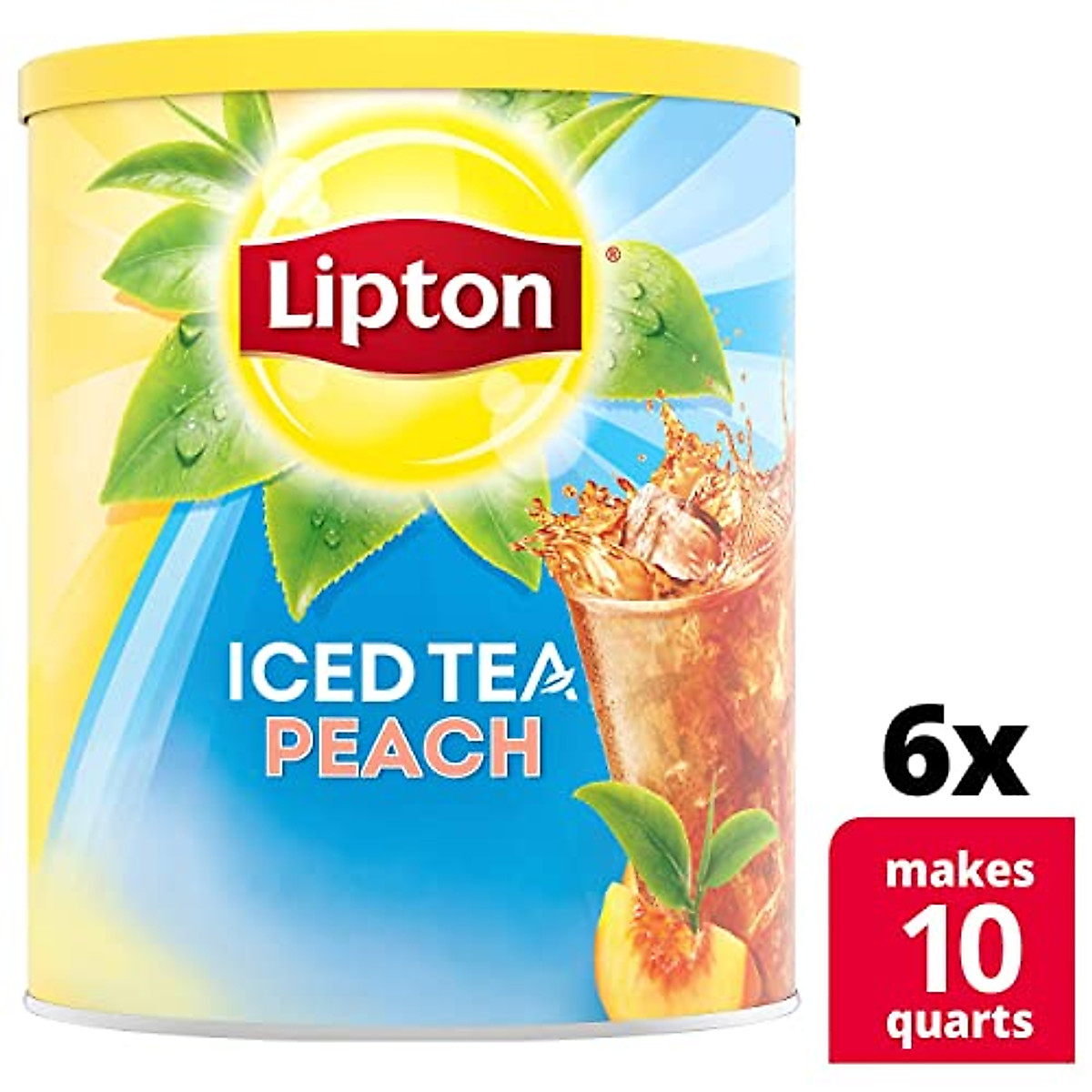 Lipton Peach Iced Tea Mix, Sweetened, Makes 10 Quarts (Pack of 6)