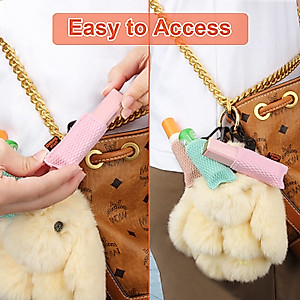 Desing Wish 6 Pack Chapstick Holder Keychain Clip On Lipstick Sleeve Anti-Lost Lip Balm Holder Key Chain Elastic Sleeves for Keys/Purse/Bag/Badge Holder