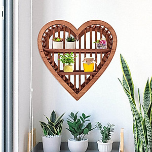 Uonlytech Decorate Decor Wooden Heart Display Shelf Heart Shelf for Hanging Wall Heart Shape Shelf Heart Shape Display Shelf Wood Heart Display Shelf Wall Heart Shelf Heart-Shaped Frame