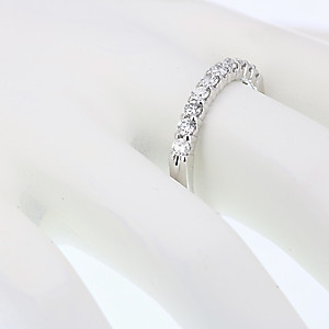 Vir Jewels 3/4 carat (ctw) Diamond Wedding Anniversary Band for Women, Round Diamond Engagement Ring 14K White Gold 10 Stones Prong Set 0.75 cttw, Size 4.5