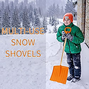 CHEERBANK 35" Snow Shovels for Kids 3PCS, Detachable Plastic Snow Shovel with Adjustable Handle, for Boys and Girls Age 5-12 (Orange)
