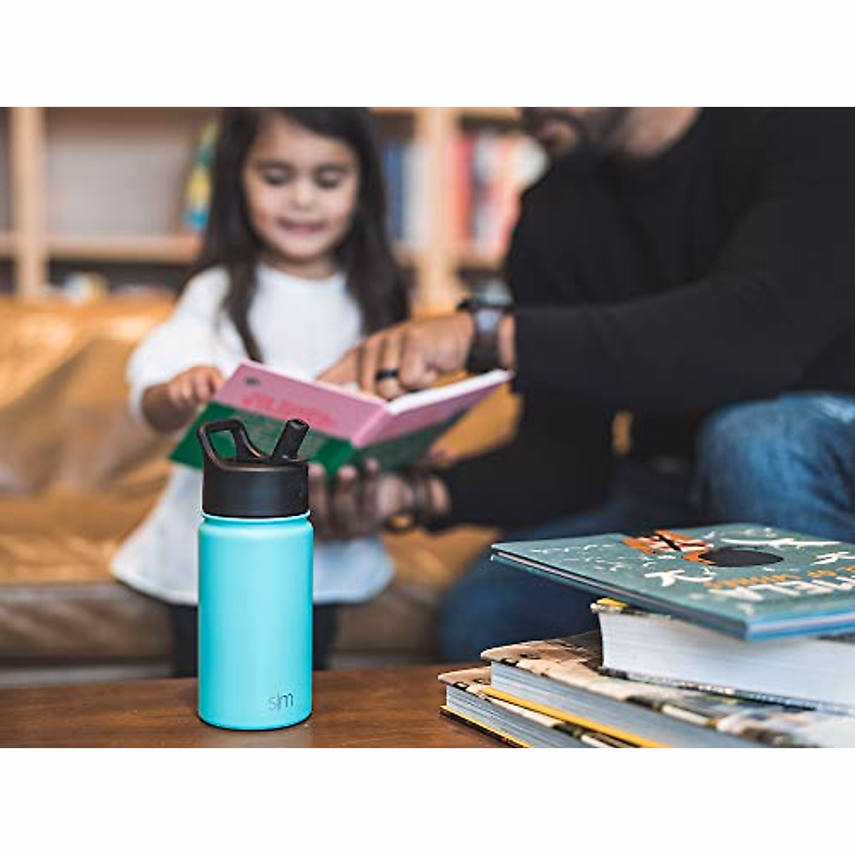 Simple Modern Kids Water Bottle with Straw Lid Vacuum Insulated Stainless Steel Metal Thermos Bottles | Reusable Leak Proof BPA-Free Flask for School | Summit Collection | 18oz, Seaside Blue