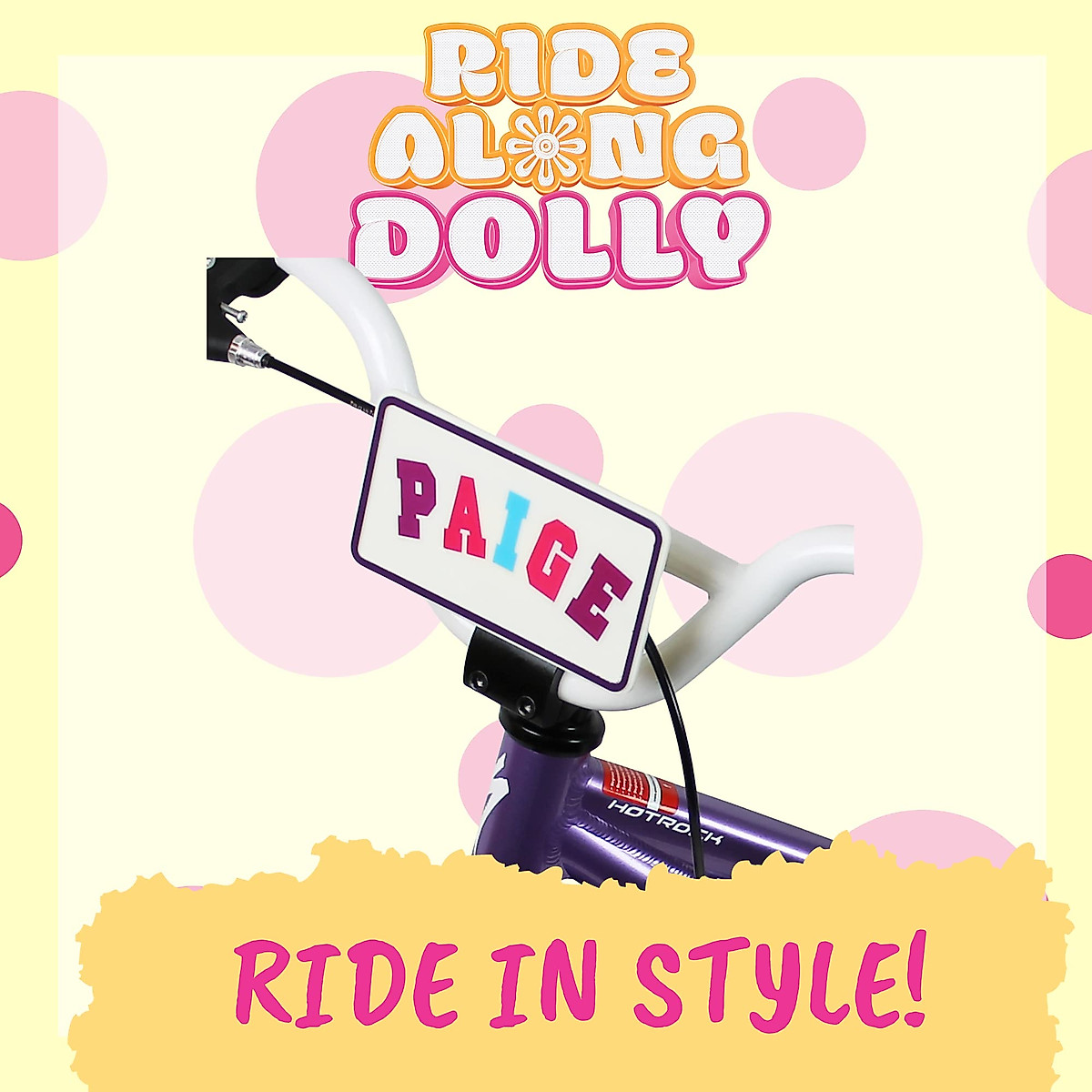 Ride Along Dolly Kid's Bicycle Customizable License Plate -Make Your Own Bike Name Plate -includes Over 150 Letter and Cute Number Stickers Decals, Fits Most Bikes -Holiday for Girls