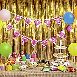 2 Pack 3.2ft x 8.2ft Gold Tinsel Backdrop,Metallic Foil Fringe Curtains Party Decorations Party Streamers Decor for Party Birthday Graduation Baby Shower Wedding Engagement (Gold)