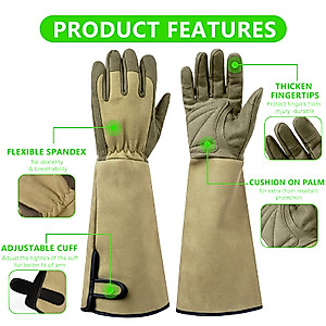 Yionaiyi Professional Rose Pruning Thorn Proof Gardening Gloves with Long Forearm Protection for Men and Women (1 Pair) (green, Medium)