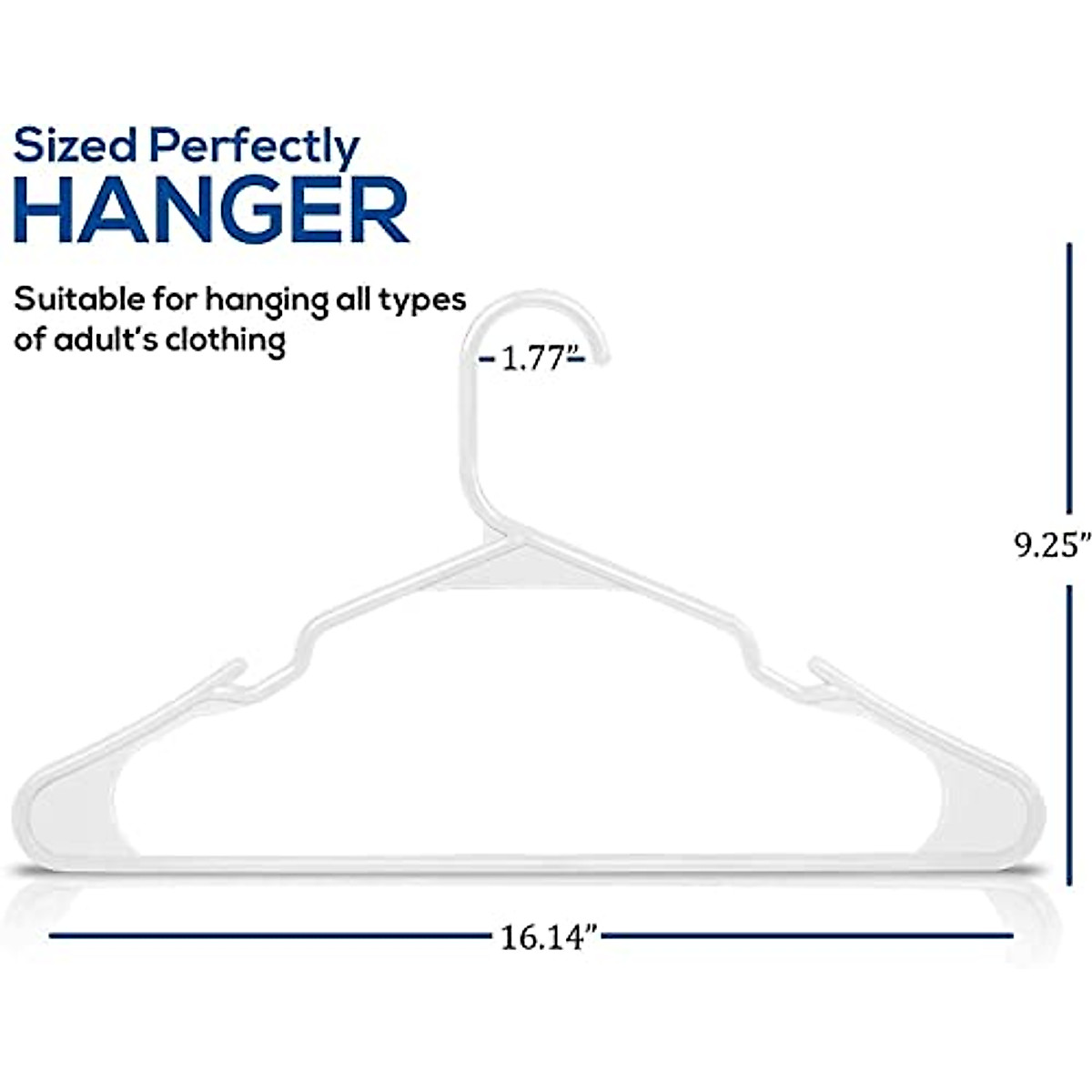 20-Pack White Notched Plastic Clothes Hangers - Durable, Space-Saving, and Closet Organizing Solution - Perfect for Shirts, Pants, Dresses, and More