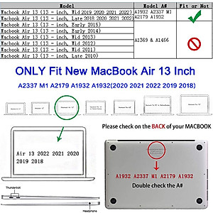 RUBAN Case for MacBook Air 13 inch Case 2022, 2021-2018 Release A2337 M1 A2179 A1932 - Protective Snap On Hard Shell Cover and Keyboard Cover for Version MacBook Air 13 with Touch Bar (Purple)