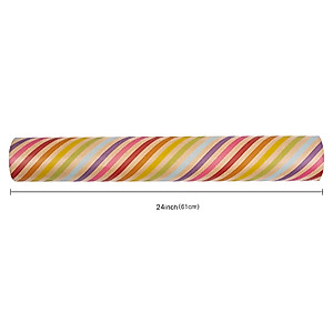RUSPEPA Kraft Wrapping Paper Roll - Rainbow Stripe Pattern - 24 Inches x 100 Feet