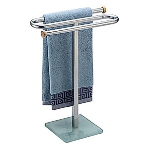 ZCDCP Hand Towel Holder Stand, S-Shape Countertop Towel Stand with Glass Base Freestanding Towel Rack for Bathroom