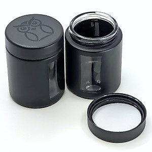 Stash Jar Smell Proof Container (4 oz) Matte Black Viewing Jars for Herbs, Spices, Coffee, Teas & More, Air Tight Jar, Thick UV Protection Glass, Smell Proof Herb Storage (Set of 4)