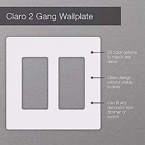 Lutron SC-2-SW Lutron CW-2 Claro Two Gang Designer Wall Plate