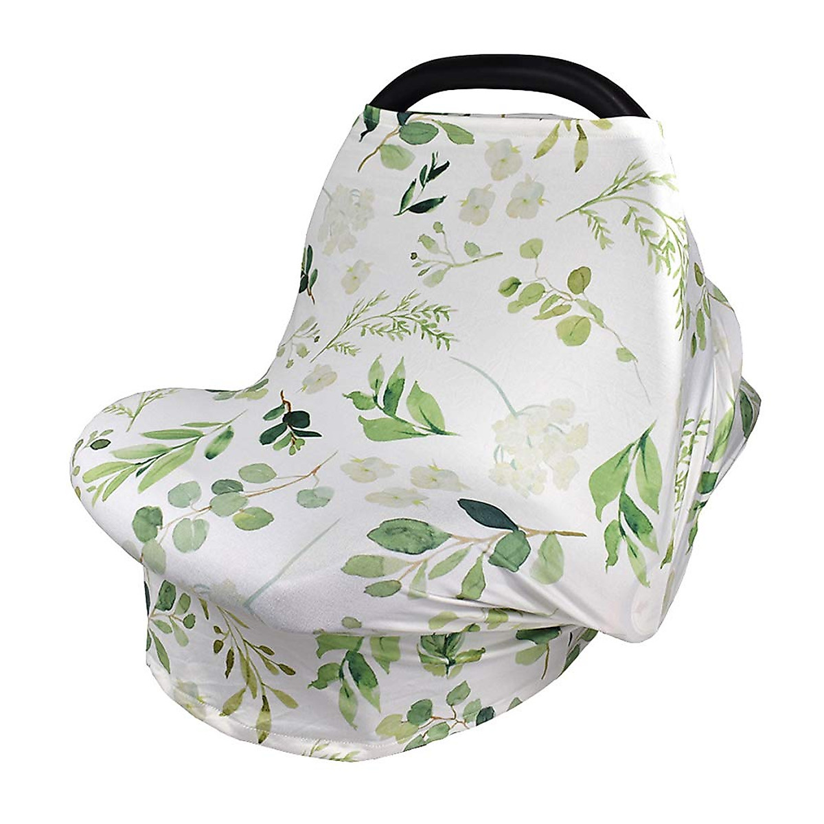 Baby Nursing Cover - Breastfeeding Scarf Carseat Canopy Stroller Cart Cover, Multi-Use Light, Soft, Stretchy, Spacious Car Seat Blanket for Girl and Boy + Unisex Bibs