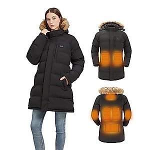 Heated Jackets for Women,Heated Jacket 8 Heating Zones,Long Winter Coats for Women (L)