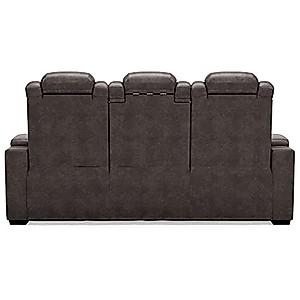 Signature Design by Ashley Hyllmont Power RecliningSofa with Adjustable Headrest, Weathered Gray