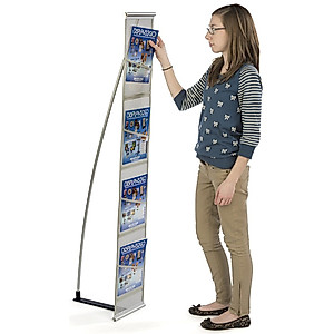 Displays2go Trade Show Magazine Literature Rack, Portable, Floor Standing, Carry Bag (4 Pocket)