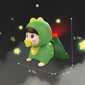 Lcasio Baby Crawling Toys, Musical Light up Crawling Toys for Babies 6-9-12 Months and UP, Crawling Baby Toys with Music and Light Up LED（Green）