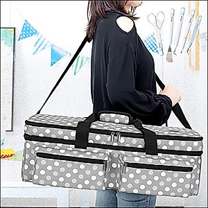 LUXJA Double-Layer Bag Compatible with Cricut Explore Air (Air2) and Maker, Carrying Bag Compatible with Cricut Die-Cut Machine and Supplies (Bag Only, Patent Design), Gray Dots