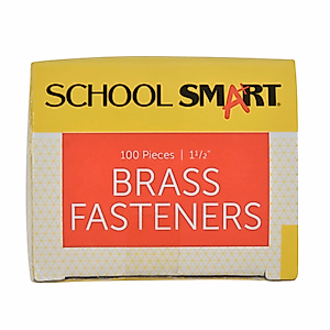 School Smart Brass Plated Fasteners - 1 1/2 inch - Box of 100