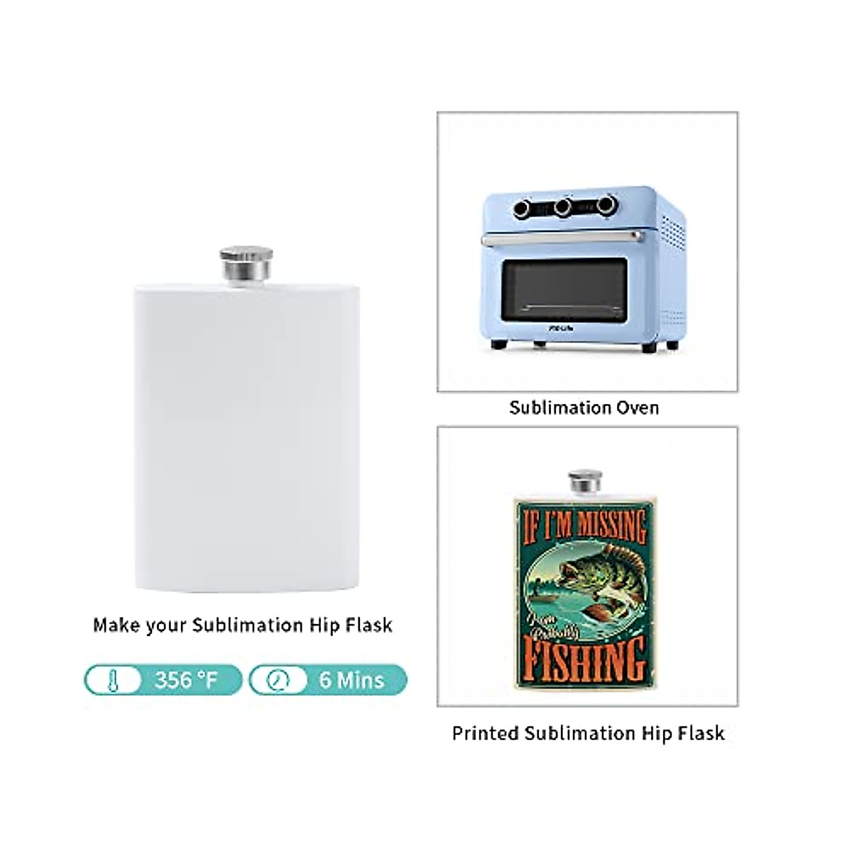 PYD Life Sublimation Stainless Steel Hip Flask Blanks White 8 OZ for Liquor,Leakproof Drinking Camping Pocket Wine Flask,Christmas Birthday Gifts 4 Pack