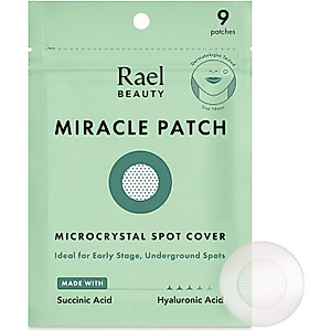 Rael Pimple Patches, Miracle Microcrystal Spot Cover - Hydrocolloid Acne Patches for Early Stage, with Tea Tree Oil, for All Skin Types, Vegan, Cruelty Free (9 Count)