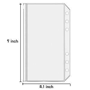 Antner 24PCS Binder Pockets A6 Size 6 Holes Zipper Cash Envelopes Binder Pouch Folders Clear Waterproof PVC Loose Leaf Bags for 6 Ring Binder Notebooks, Documents and Cards