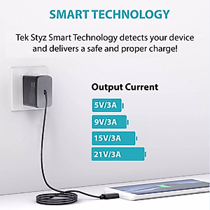 Tek Styz PRO 45W Charge Kit Compatible with Your Sony WF-1000XM4 with Fast/Quick Charge 3 Plus Hi-Power 100W PD/USB-C 4ft Cable! (Black)