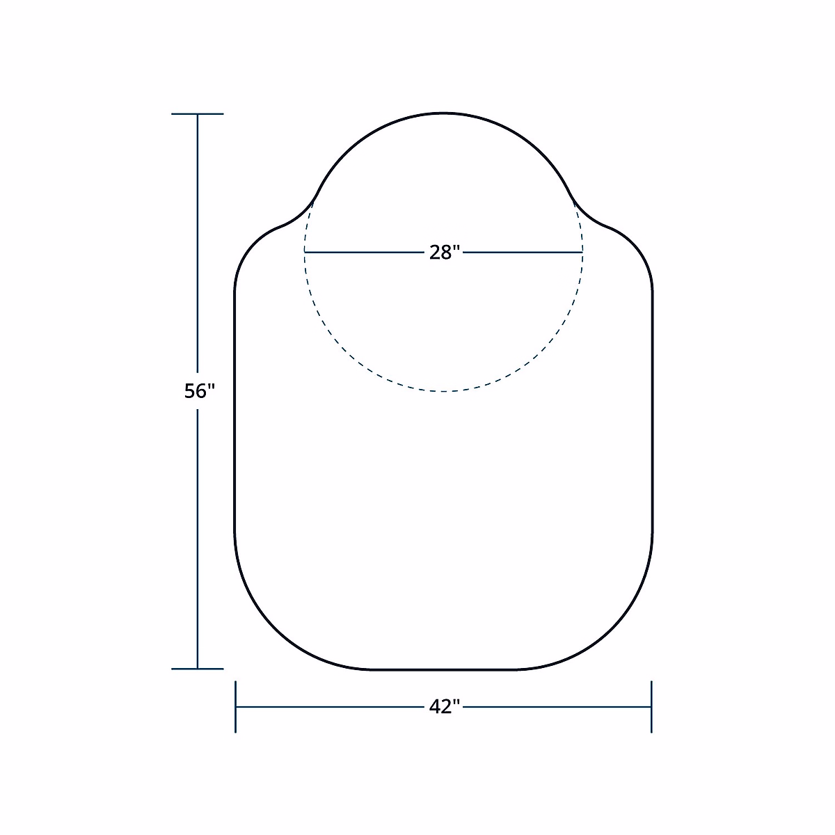 Evolve Modern Shape 42"x 56" Clear Office Chair Mat with Lip for Low and Medium Pile Carpet, Made in The USA by Dimex, C5D5001J