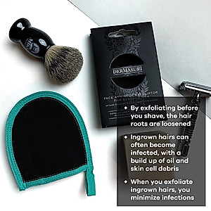 Dermasuri Beard Scrub and Body Polish Mitt for Deep Exfoliation​ - Part of a Skincare Kit for Bearded Men - Cleanse Skin Debris & Brush Away Ingrown Beard Hair - Shaving & Grooming Accessories for Men