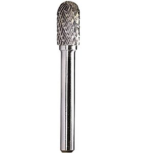 SC-3 Tungsten Carbide Burr Rotary File Cylindrical Ball Nose End Shape Double Cut for Die Grinder Drill Bits 1/4'' Inch Diameter of Shank and 3/8'' Inch Diameter of Cutter 3/4'' Inch Cutter Length