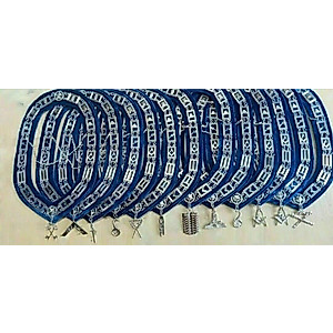 Masonic Blue Lodge Free Masons Officer Aprons 12 Chain Collar 12 Jewels 12 Gloves 12 Set of 12X4 Lot