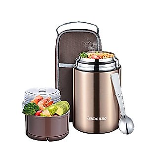 ADORBO 32 Ounce Insulated Stainless Steel Lunch Thermos, Leak Proof Soup Container Food Jar for Hot or Cold Food