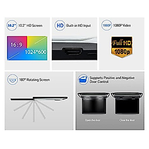 XTRONS® 10.2 Inch Digital TFT Screen 1080P Video Car Overhead Player Roof Mounted Monitor HDMI Port (No DVD Drive)