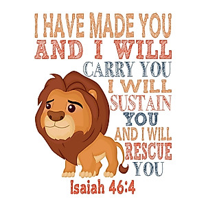 Lion King Christian Nursery Set of 4 Unframed Prints - Mufasa, Pumba, Simba and Timon with Bible Verses
