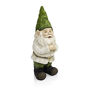 Alpine Corporation 12" Tall Outdoor Garden Gnome Folding Hands Yard Statue Decoration
