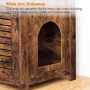 HOOBRO 2-Tier Cat Litter Box Enclosure, Double Layer Hidden Litter Box Furniture, Shutter Storage Cabinet, Multifunctional Hidden Cat Litter Box with Large Storage Space, Rustic Brown FG45MW01