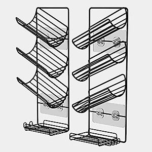 FANGSUN Shower Shampoo Bottle Holder, 2 Pack Slanted Shower Caddy Bathroom Organizer for Wall, Adhesive Shower Shelves for Inside Shower, No Drilling and Rustproof, Bathroom Shower Storage Rack, Black